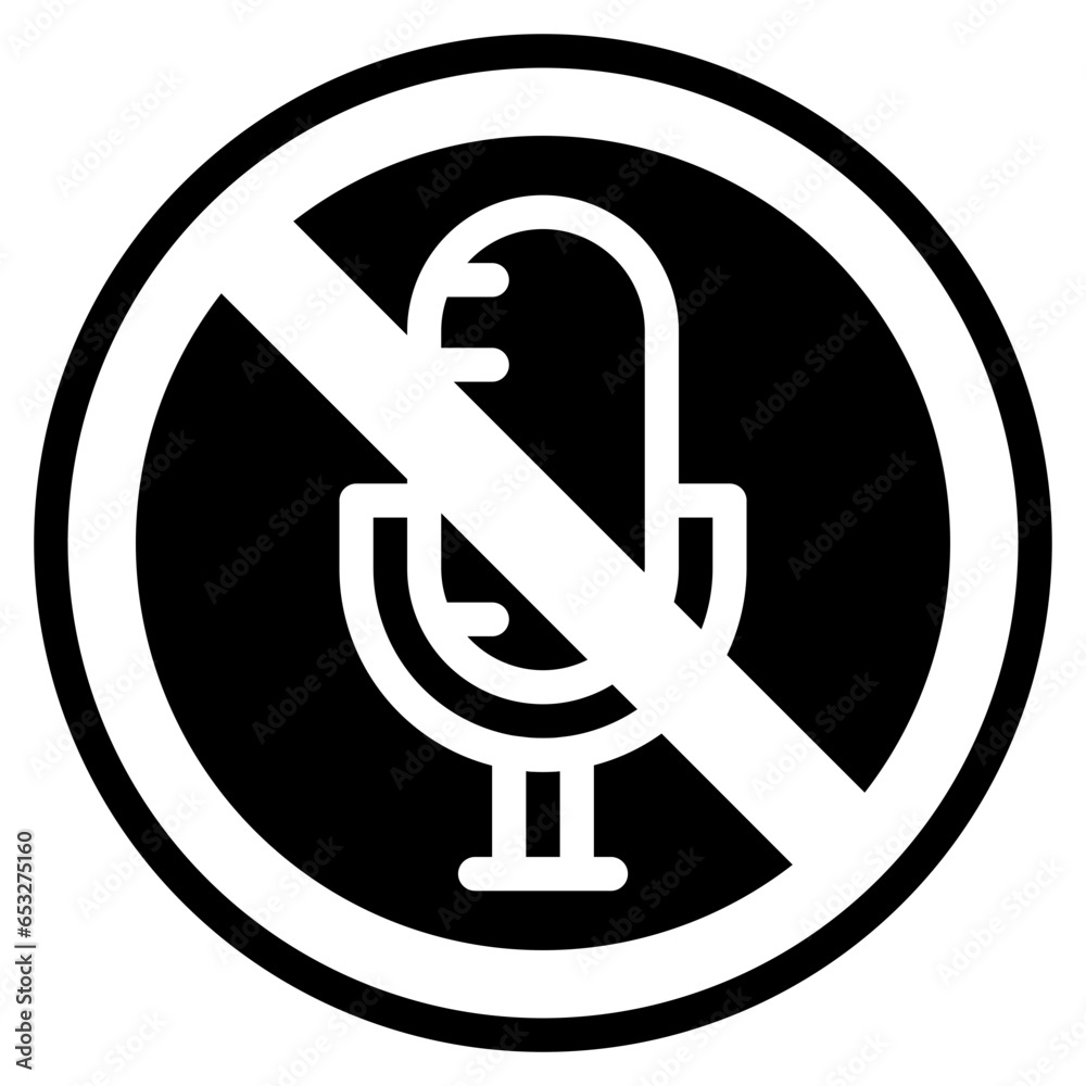 sign, sound, microphone, prohibition, audio Icon, Glyph style icon ...