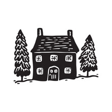 Winter Cabin Doodle Art Free Stock Photo - Public Domain Pictures