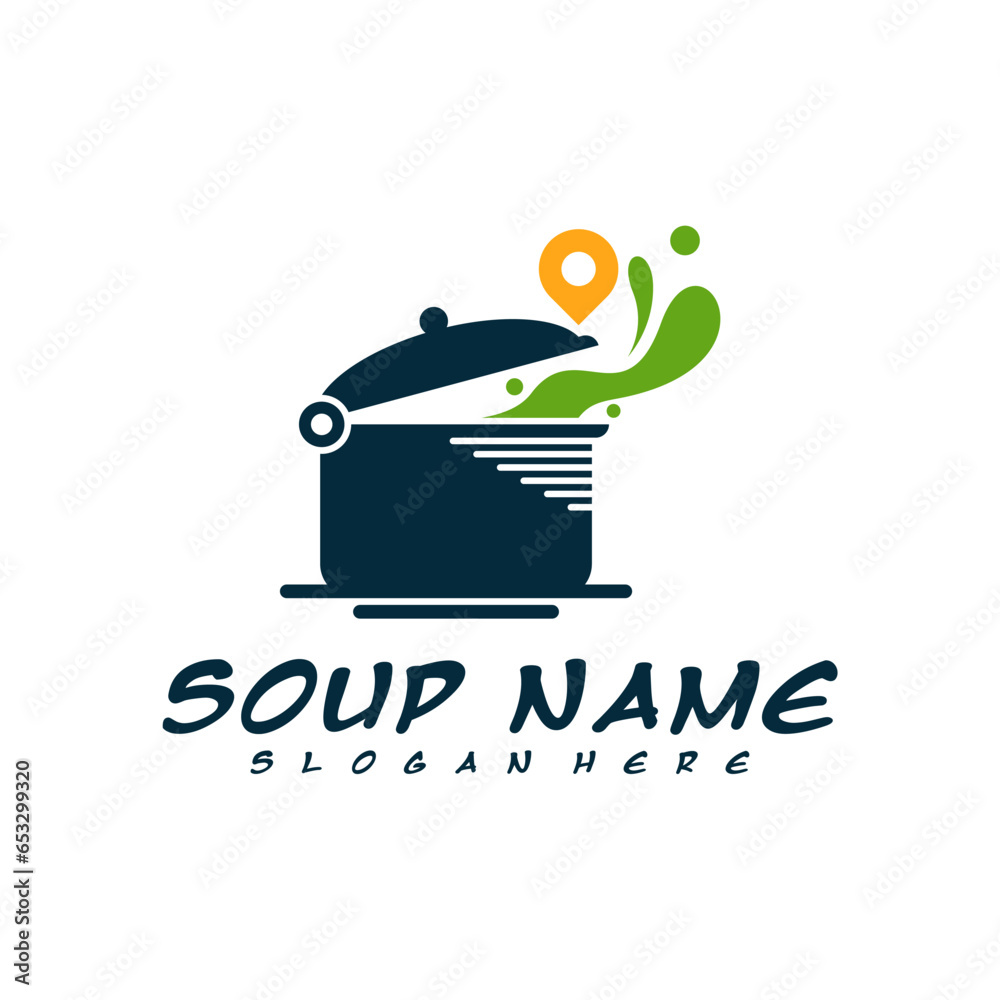 Soup with Point logo design concept. Food Cooking logo vector. Kitchen ...