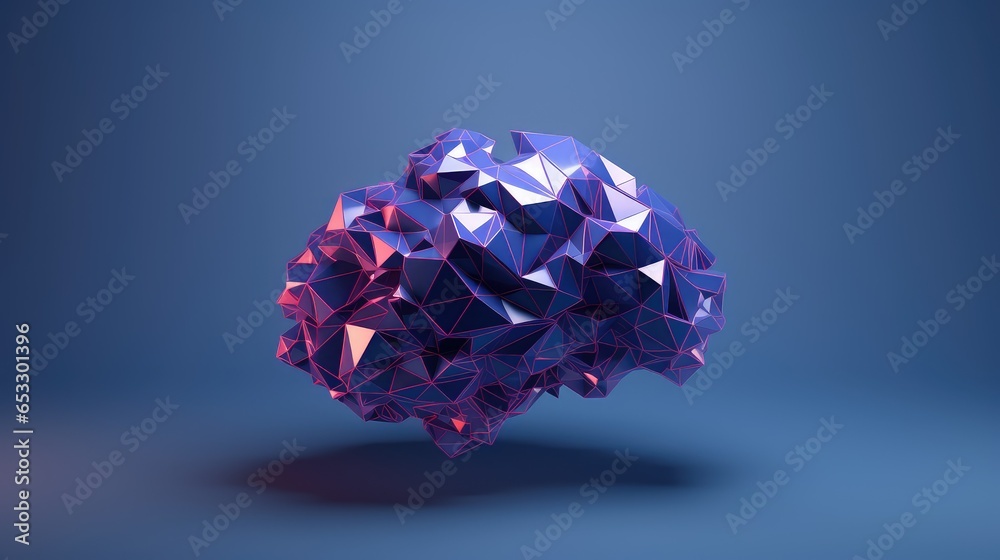 gon brain low poly illustration science creative, idea human, head ...