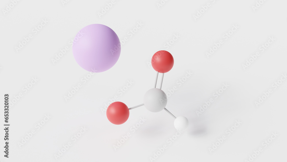 sodium formate molecule 3d, molecular structure, ball and stick model ...