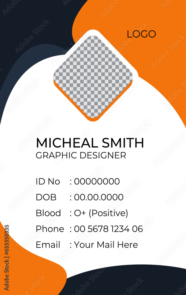 Professional Identity Card Template Vector for Employee and Others ...