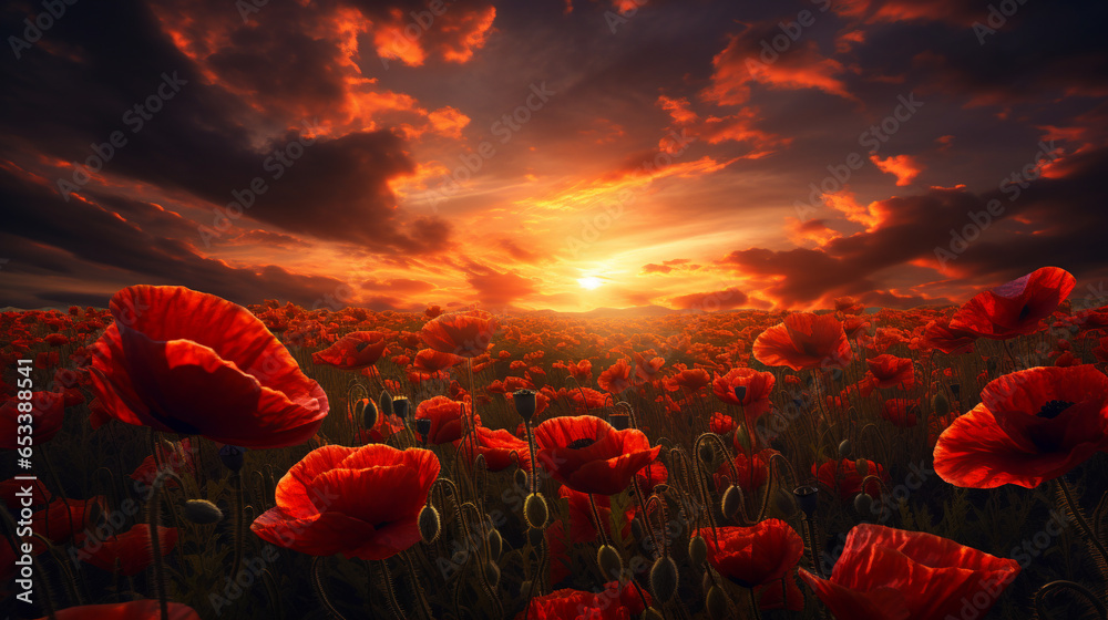 poppy field background. ai generative Stock Illustration | Adobe Stock