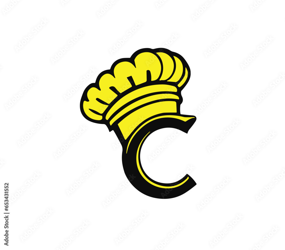 Chef hat c logo letter mark cooker head wear wordmark vector PNG design ...