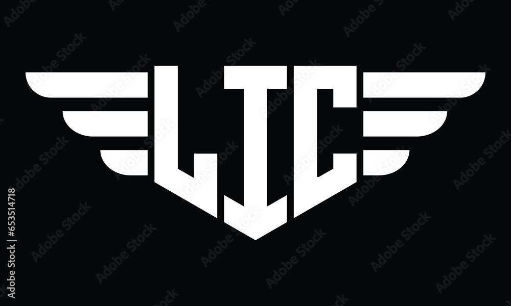 LIC three letter logo, creative wings shape logo design vector template ...
