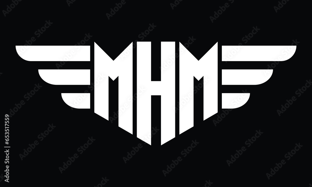 เวกเตอร์ Stock MHM three letter logo, creative wings shape logo design ...