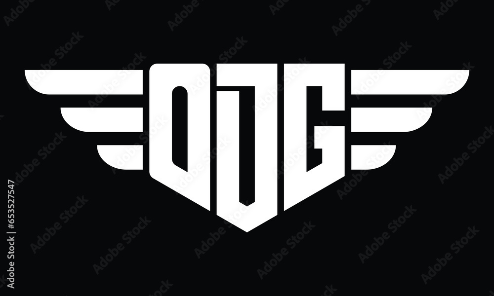 ODG three letter logo, creative wings shape logo design vector template ...