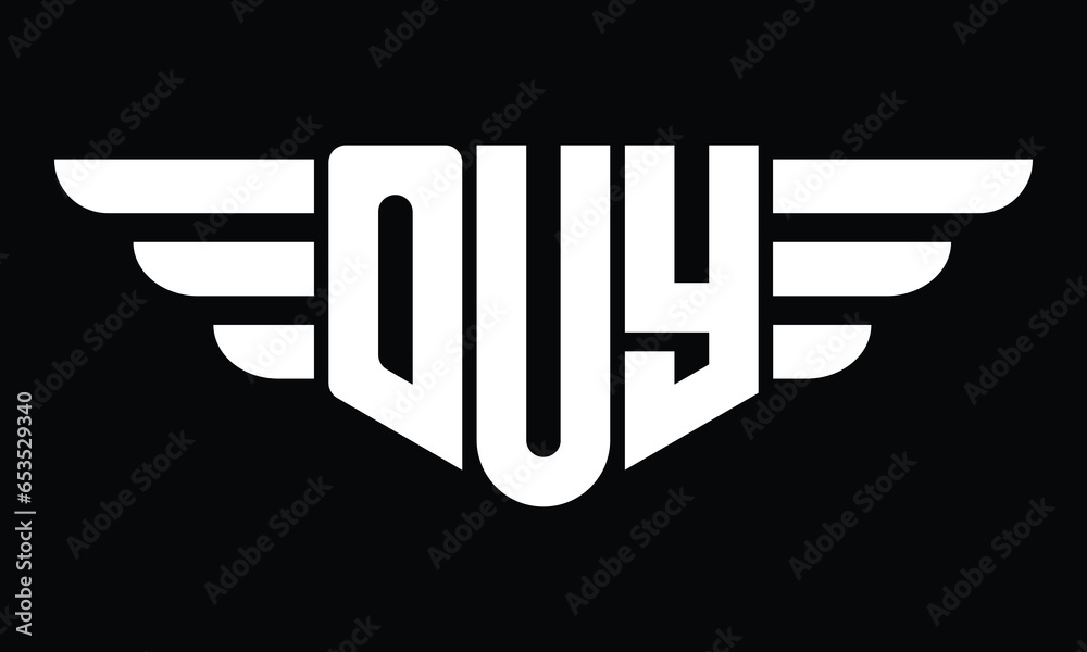 OUY three letter logo, creative wings shape logo design vector template ...