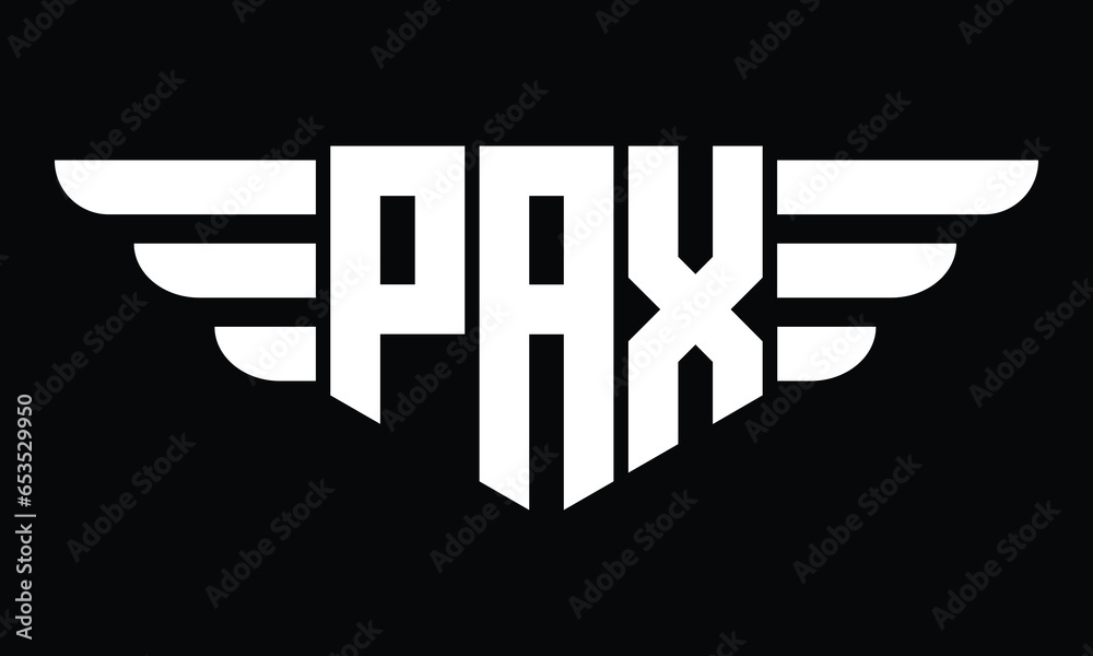 Vector de Stock PAX three letter logo, creative wings shape logo design ...