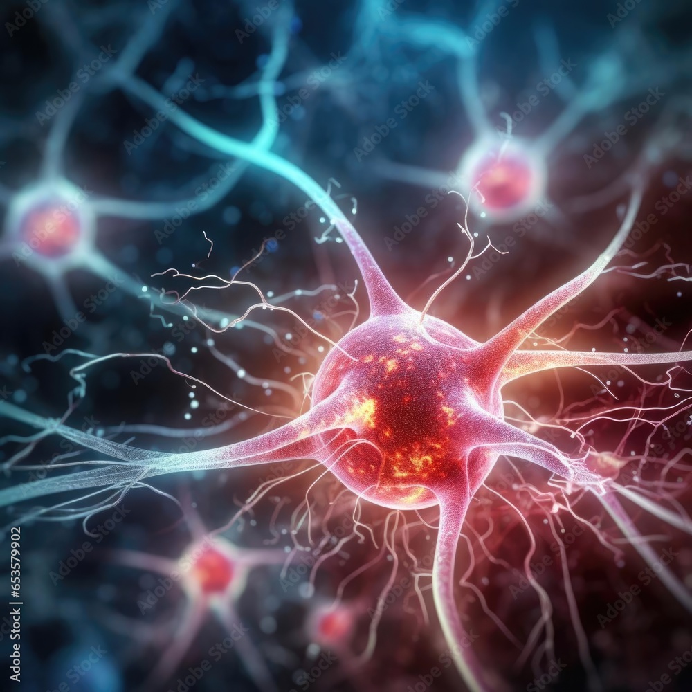 Neurons and nervous system Nerve cells background with copy space ...
