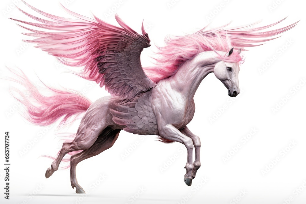 Exquisite Depiction Of Pinkwinged Pegasus, Mythical Creature From Greek ...