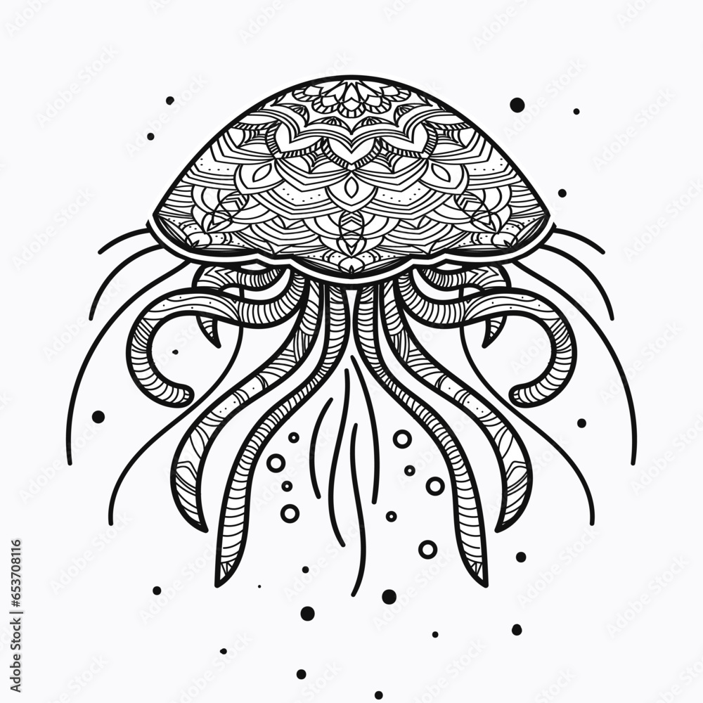 cute elegant graphic Mandala art Animal Illustration for Relaxation and ...