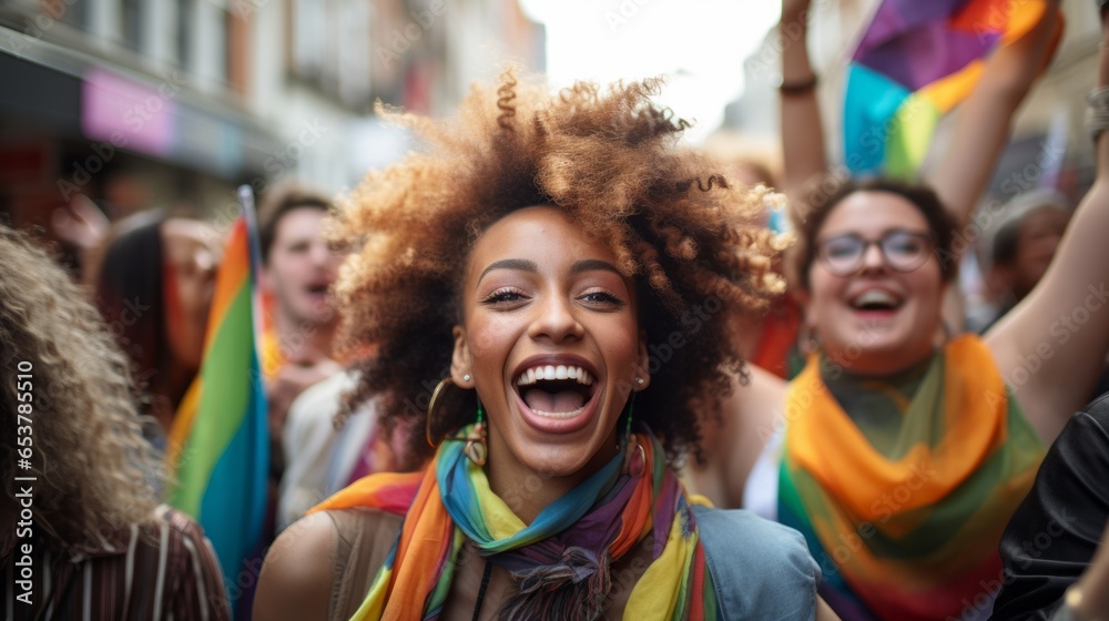 Portraits of very happy members of the LGBTQI+ community standing ...