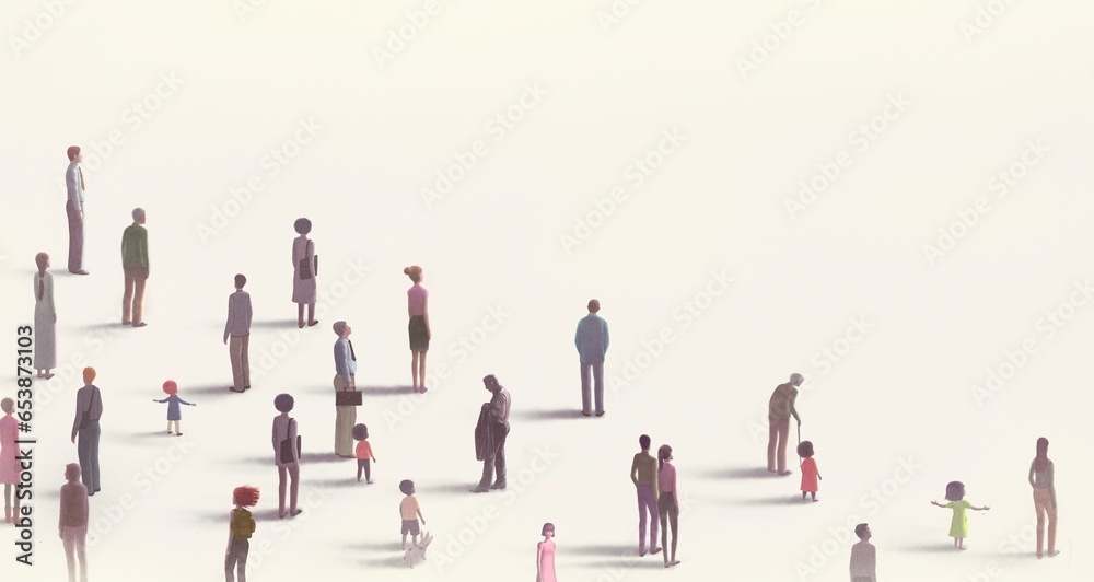 Conceptual artwork of crowd, different, alone, hope, and loneliness ...