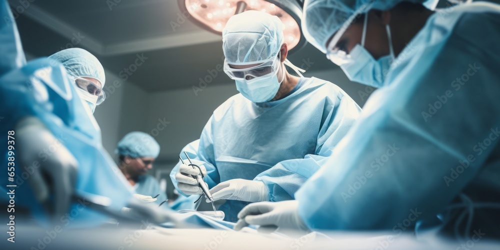 Surgeons Performing a Life-Saving Procedure in a Sterile Operating Room ...