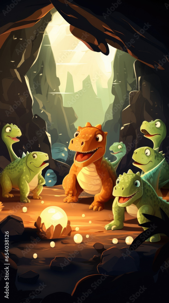 Dino and his friends stumble upon a hidden cave filled with glowing ...