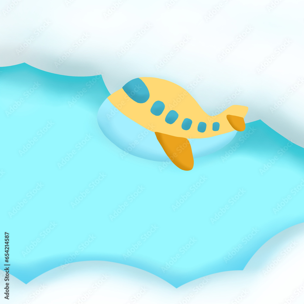 Note Writing Paper with Plane Flying Frame Template Graphic Design ...