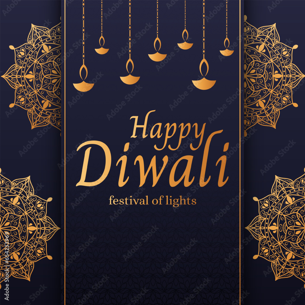 Design template for postcard, invitation, poster, flyer for Diwali ...
