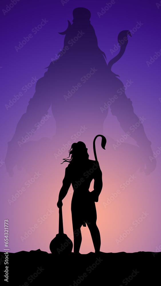 Hanuman with Lord Shiva Stock Illustration | Adobe Stock
