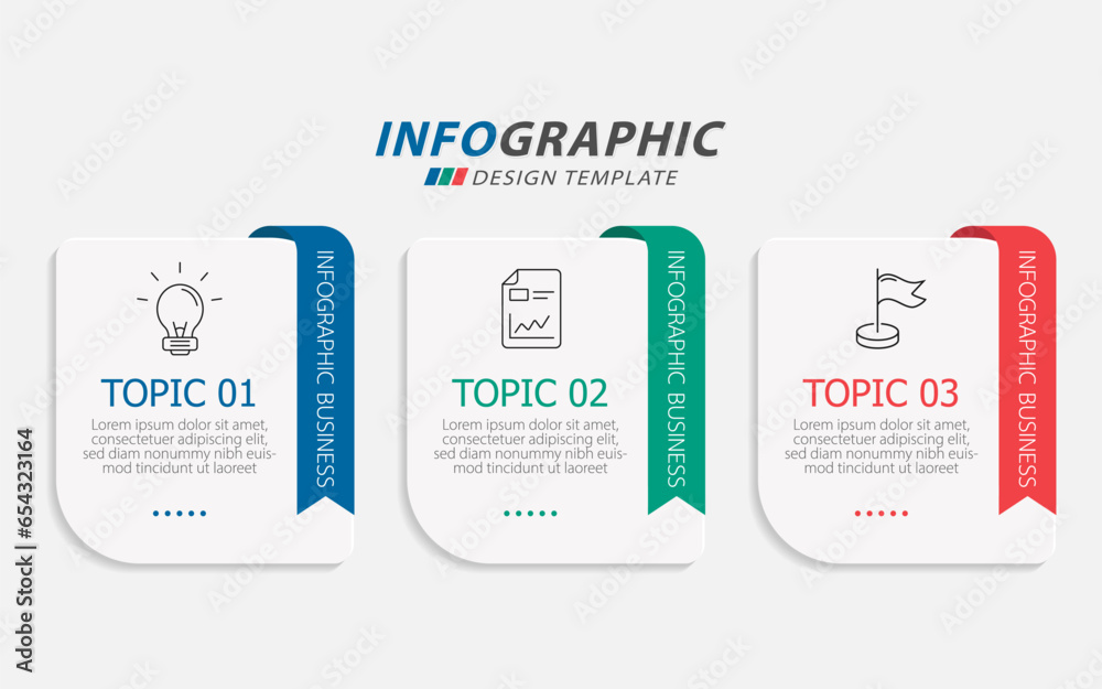 Timeline Creator infographic template. 3 Step timeline journey, calendar Flat simple ...