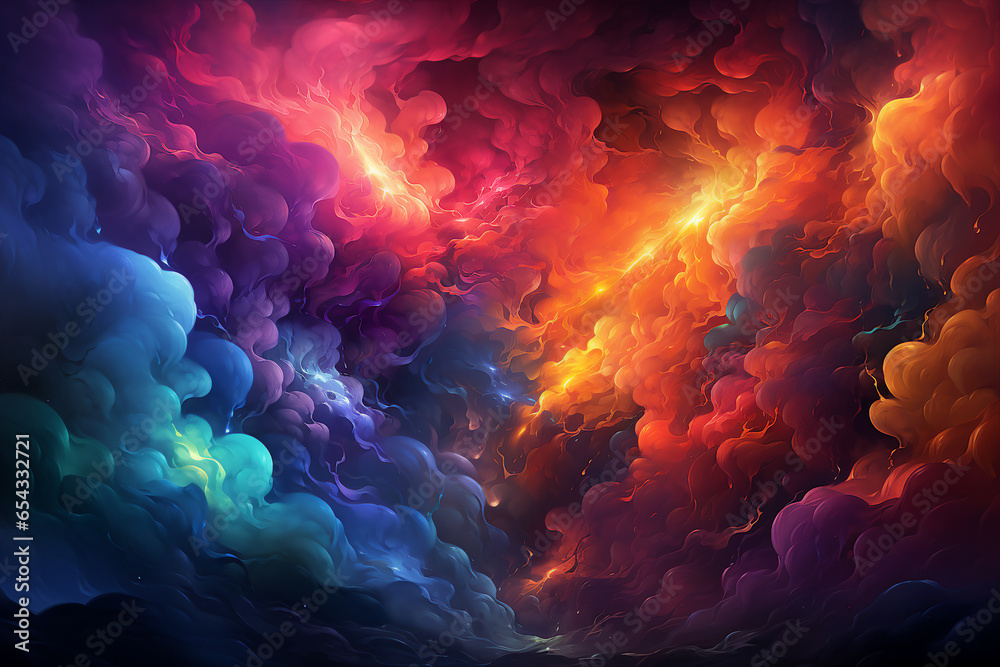 Constellation of orion nebula in cosmos with multiple colors and ...