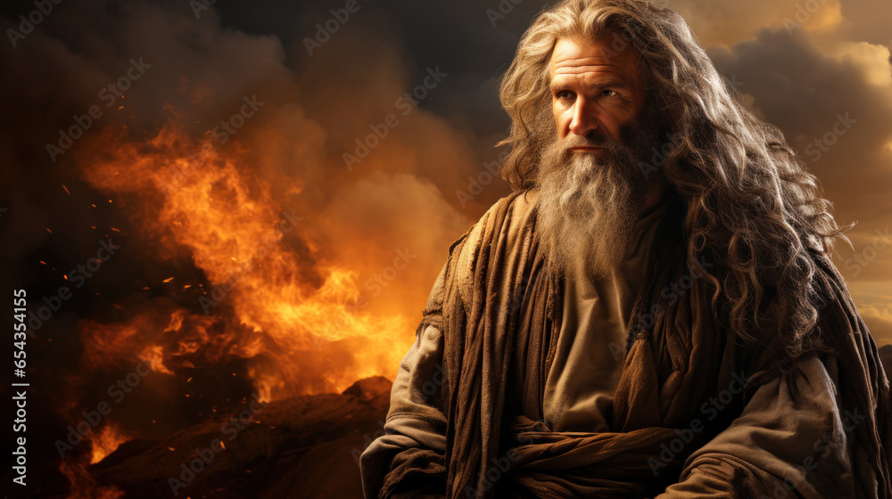 Background illustration of apostle John in island of Patmos being ...