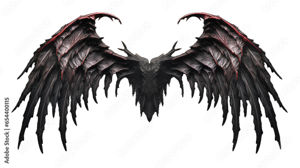 Black Demon Wings. Satin wings. Isolated on Transparent background ...
