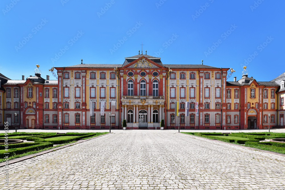 Bruchsal, Germany - August 1st 2023: Front view of Baroque castle ...