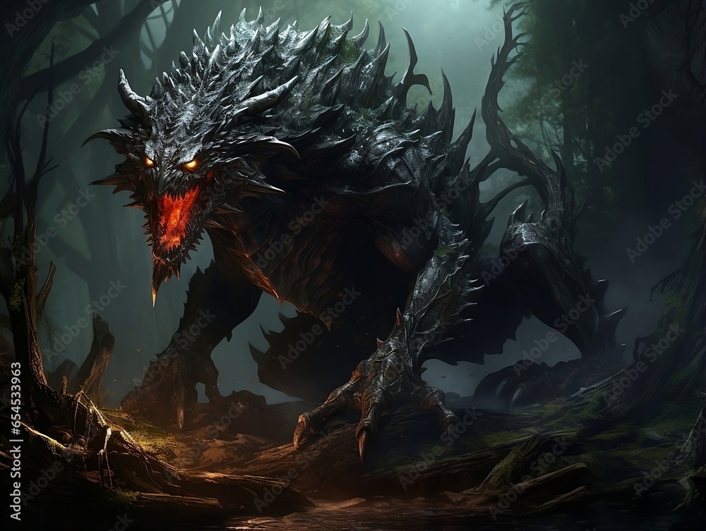 Stock-Illustration „Underworld Feast: Nidhogg, the Corpse-Eating Dragon ...