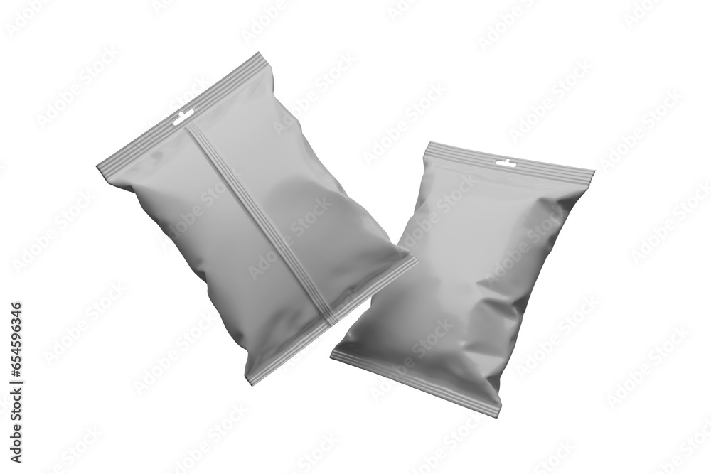3d rendering of empty white packaging for snacks, for mock up design of ...