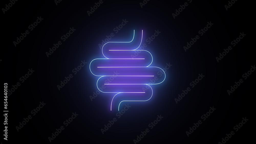 glowing Intestine human icon. Intestines Structure Neon Sign. Human ...