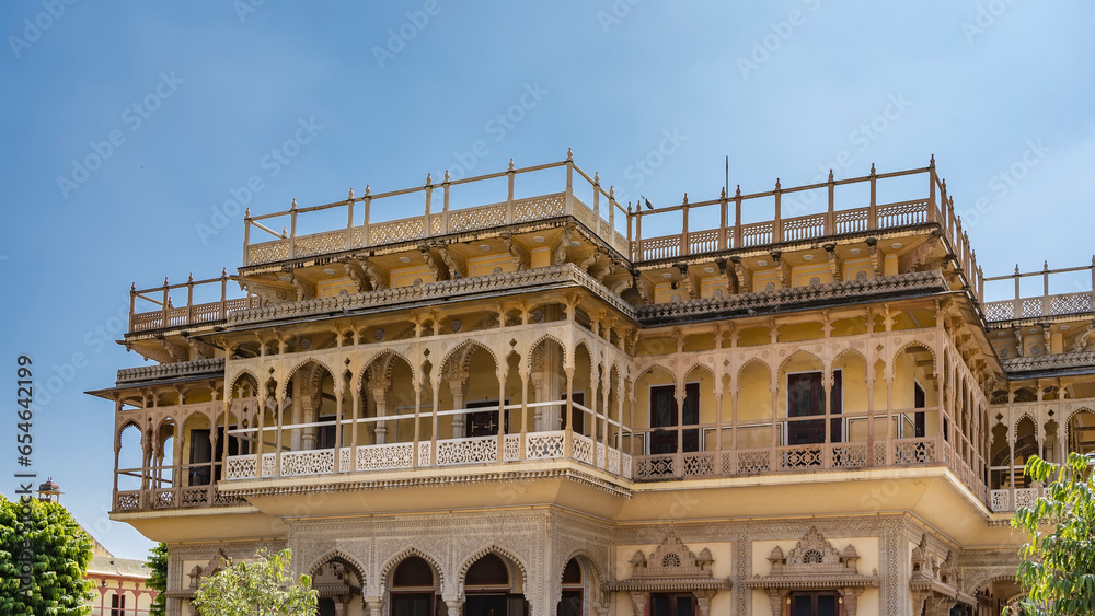 Details of ancient Indian architecture. The upper floors of the City ...