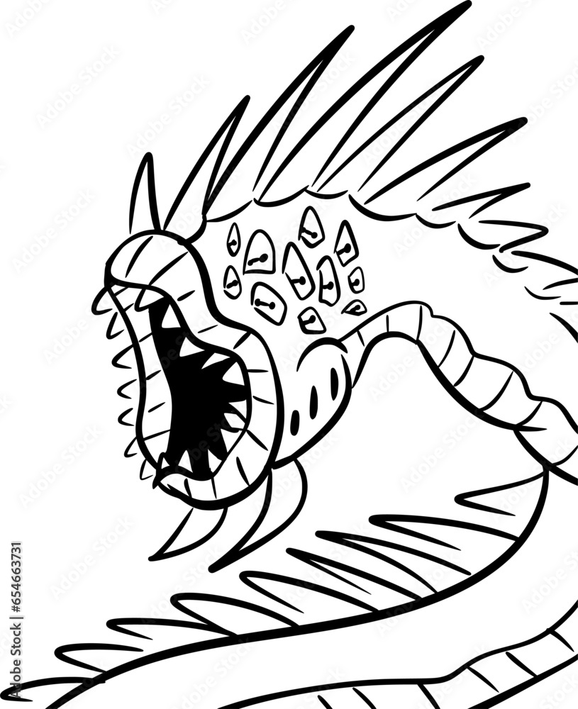 Image vectorielle Stock Vector drawing of serpent dragons with many ...