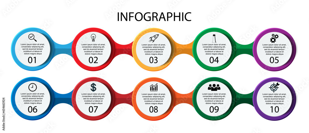 Business Infographic Design Template. minimal Timeline design with 10 ...