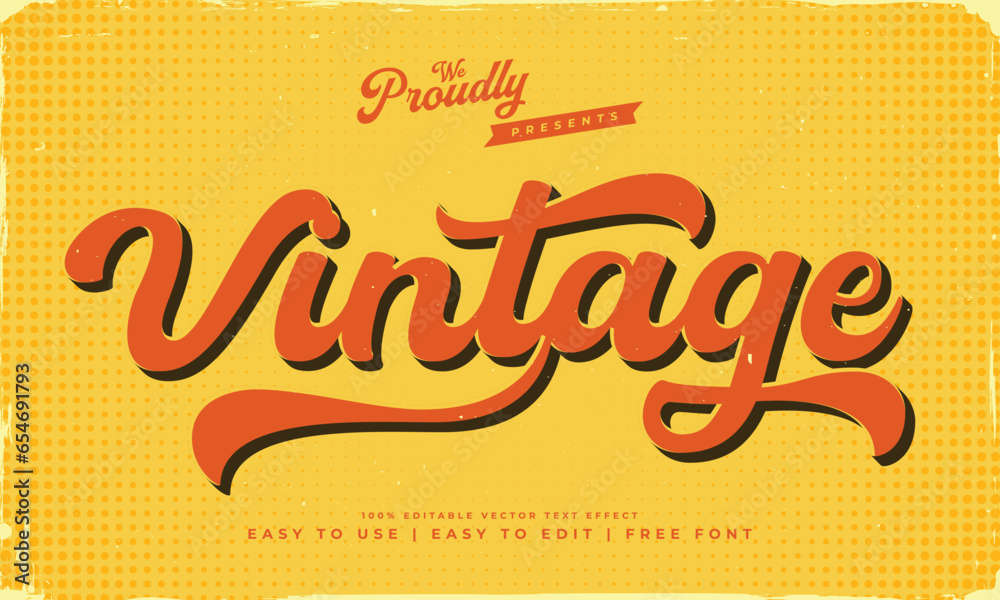vintage retro editable text effect alphabet font typography typeface ...