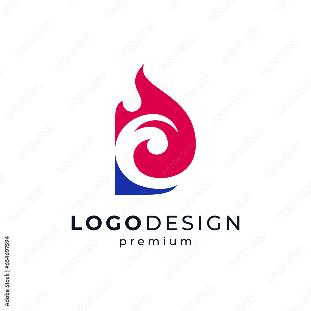 simple and abstrcat fire and water for HVAC logo design Stock Vector ...