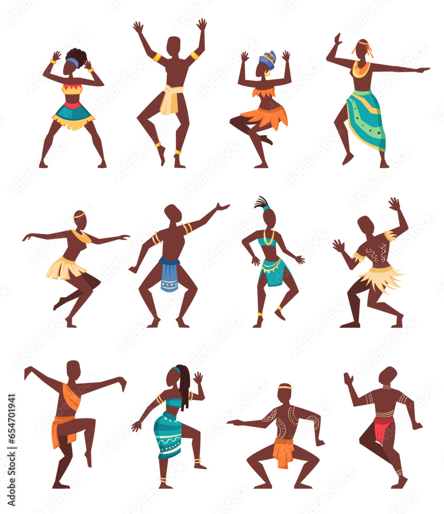 african ritual dancing. ancient traditional ceremony, cartoon ...