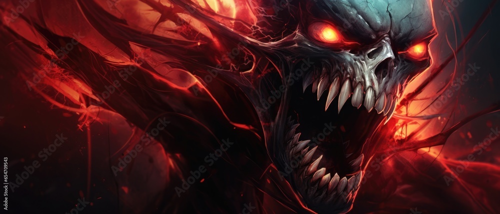 Raging mutated zombie monster nightmare, extreme horror with devouring ...