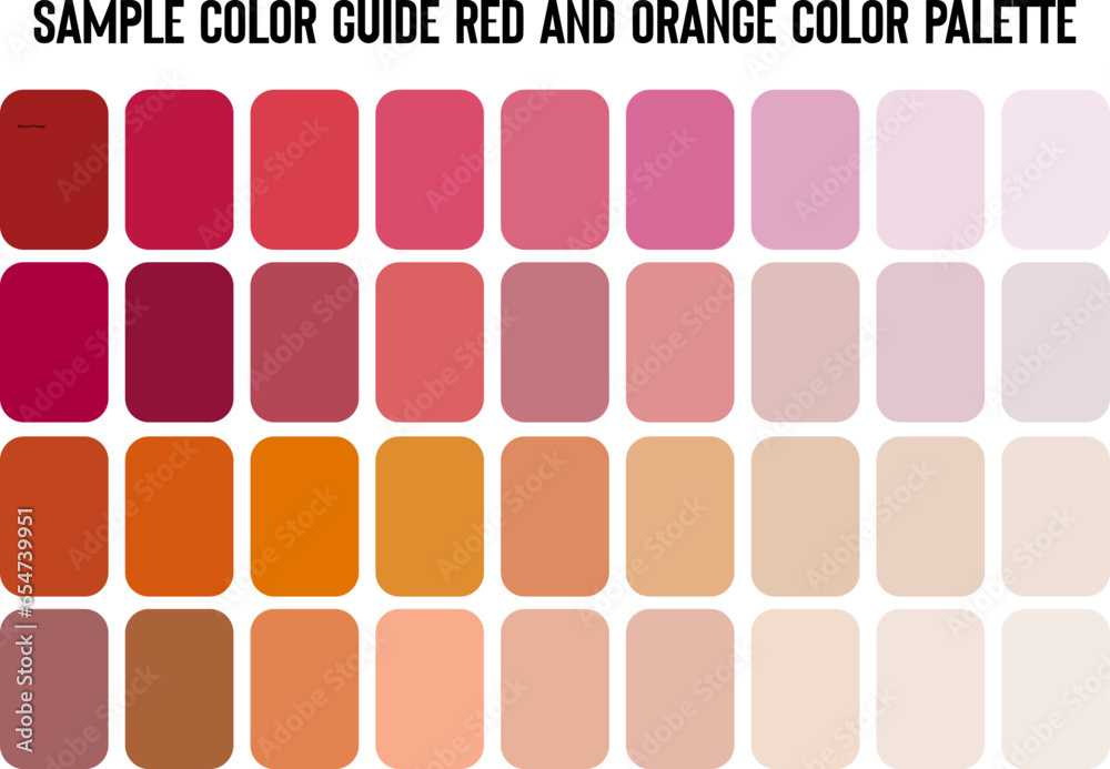 Image vectorielle Stock Sample Color Guide Red and Orange color palette ...
