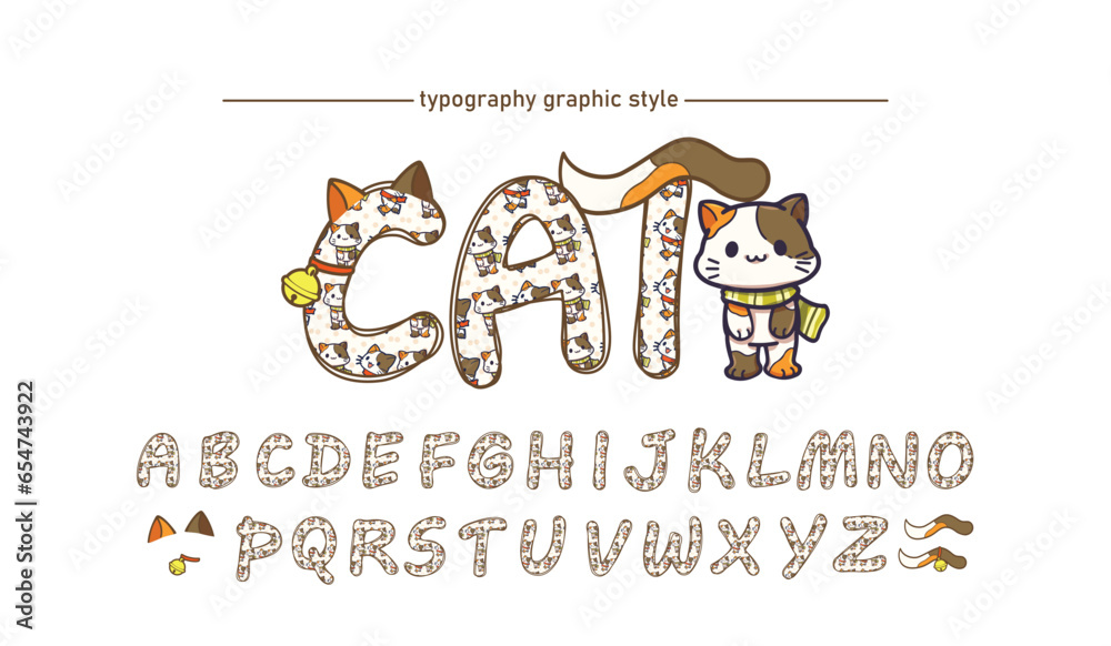 Cartoon fun style alphabet design set, Cute cat alphabet set, Cartoon ...