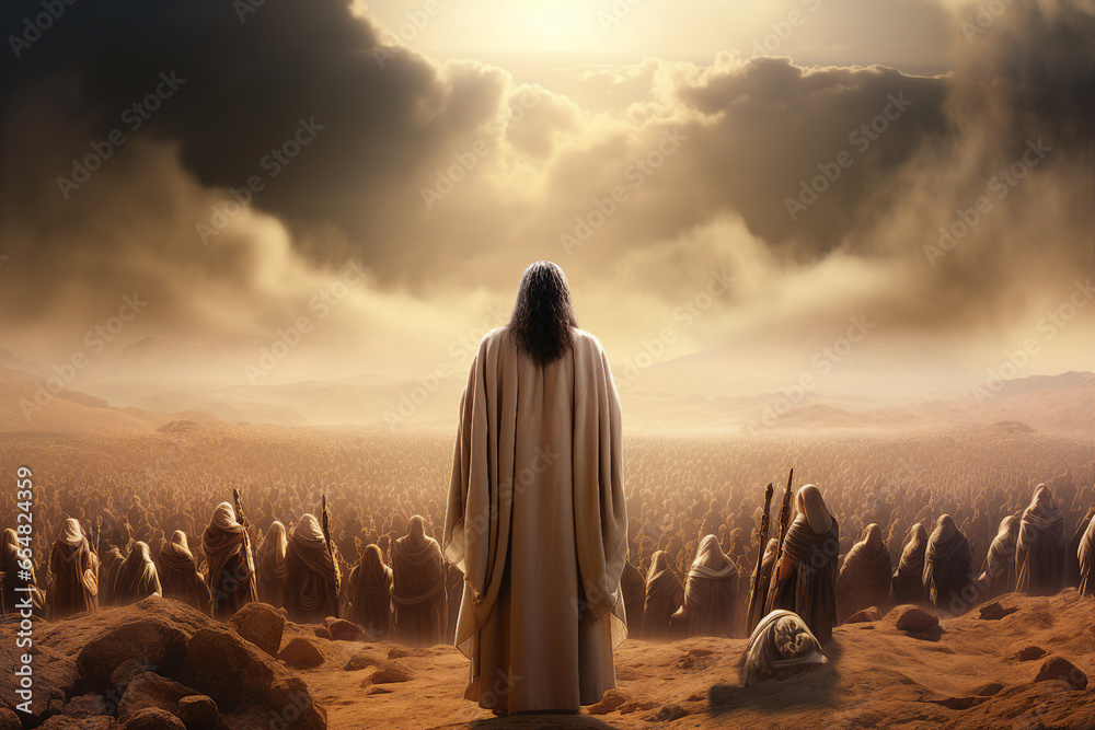 Generative AI picture of Jesus Christ preaching on the mountain ...