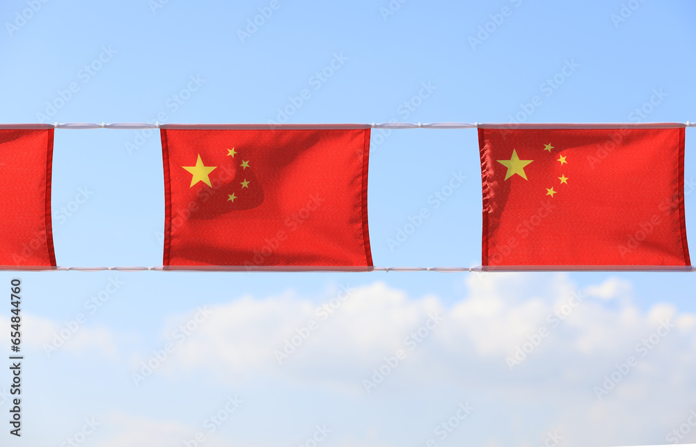 Chinese flag set up in the event for celebrating the National Day of ...