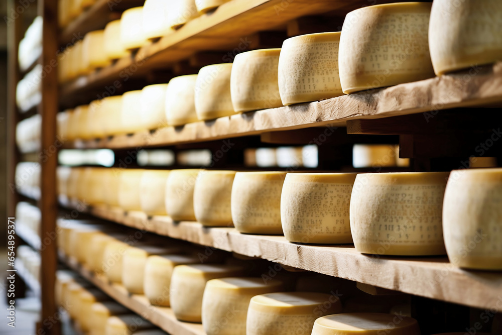 A large production room filled with many racks and shelves with ...