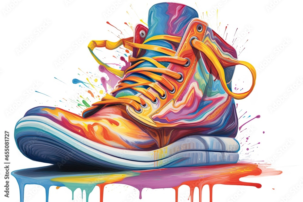 Fashion and Art Fusion: Dynamic and Expressive Shoe Drawing Depicting a ...