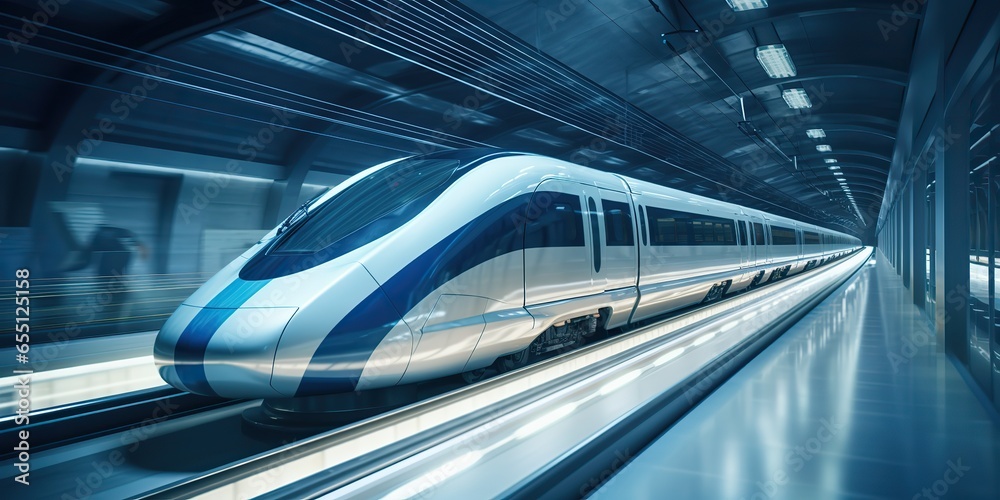 AI Generated. AI Generative. Fast speed train metro sybway on ground ...