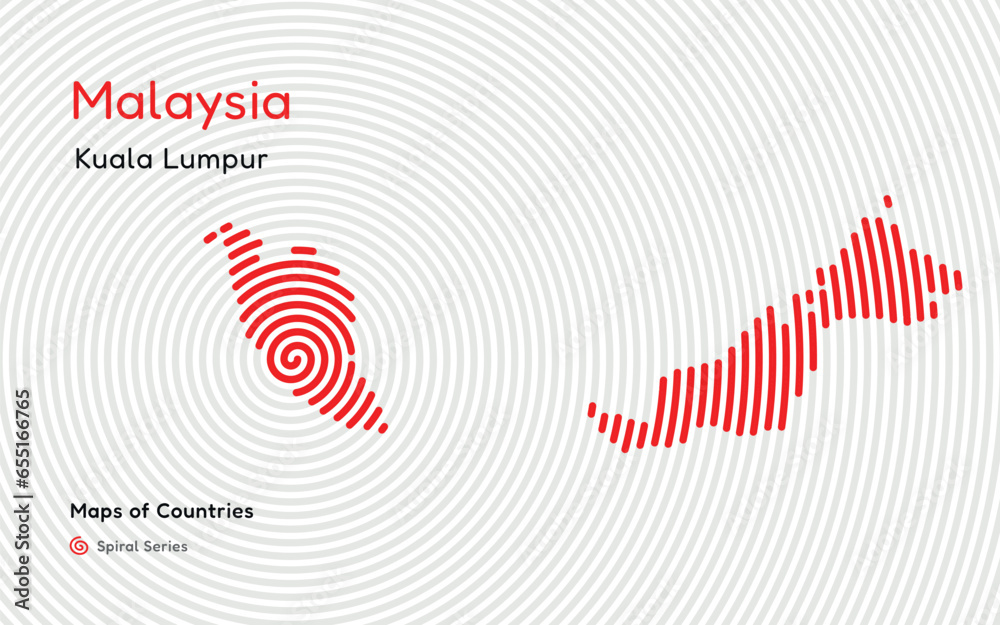 Creative map of Malaysia. Political map. Kuala Lumpur. Capital. World ...