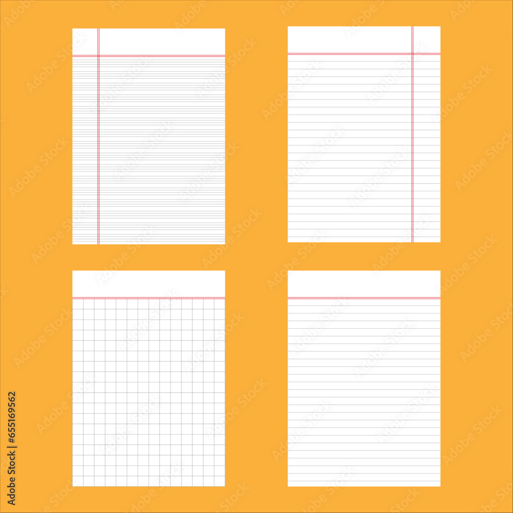 Set of Four Notepads with Lined, Narrow Ruled, Graph, and Blank Paper ...
