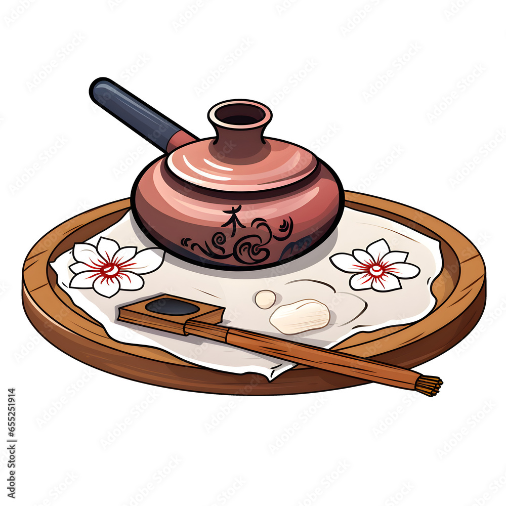 cartoon clipart of Chinese inkstone and ink stick, asian themed clipart ...