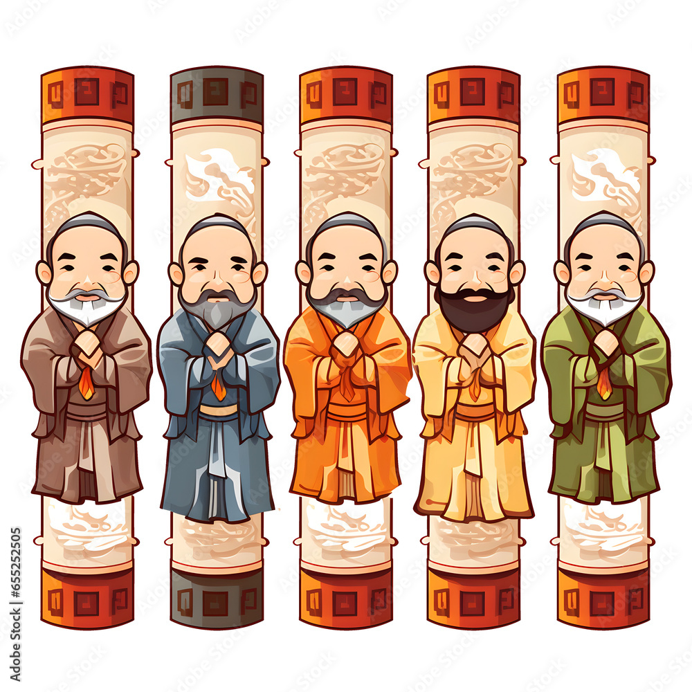 cartoon clipart of Confucian scrolls, asian themed clipart, transparent ...