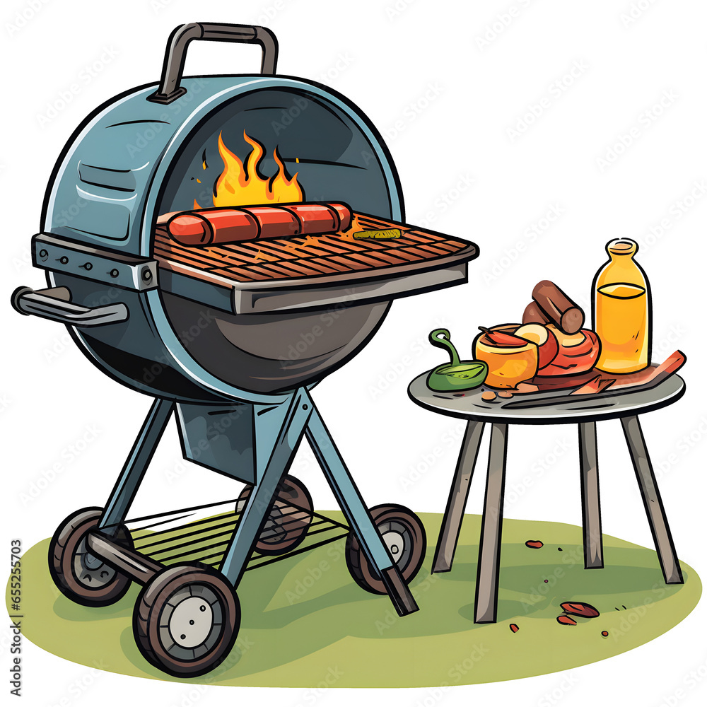 cartoon clipart of Grill and barbecue, football clipart, transparent ...